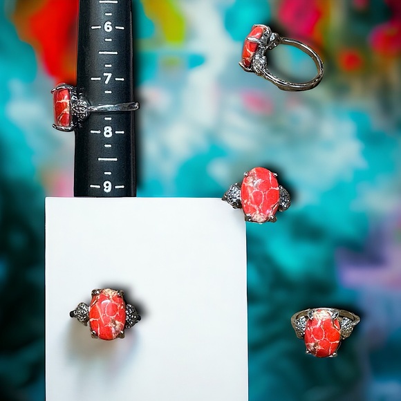 Turqoise Station | Jewelry | Crackled Jasper Healing Stone Ring Size 7 2 Womens New Earth ...